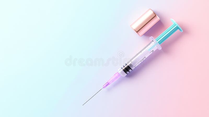 A Syringe and Vaccine Vial on a Light Background, Space for Text Stock ...