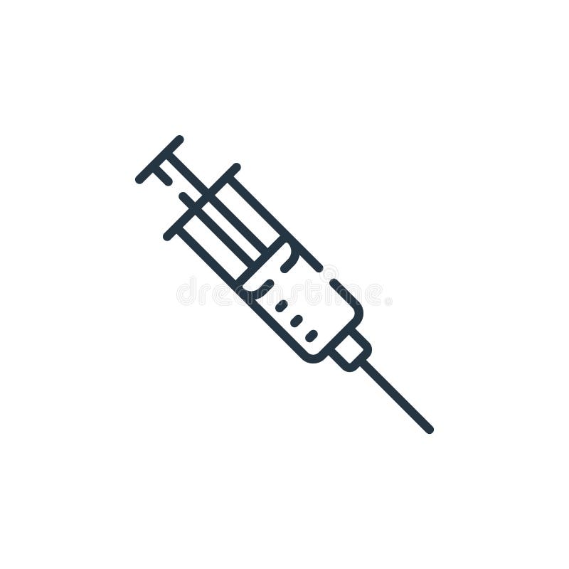 Syringe Vector Icon Isolated on White Background. Outline, Thin Line ...