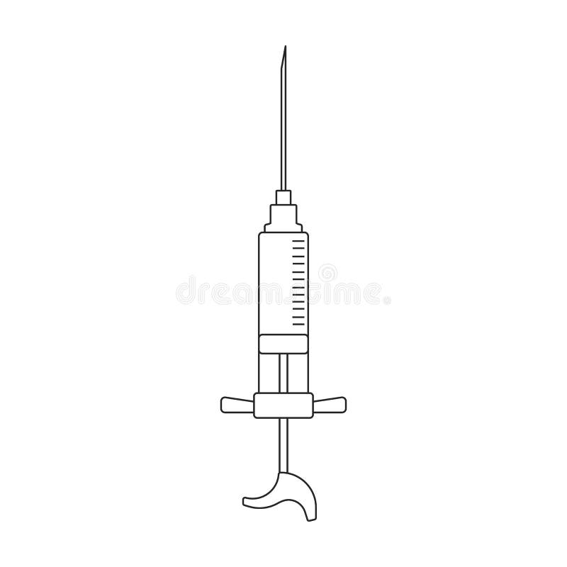 Syringe Vector Outline Icon. Vector Illustration Needle on White ...