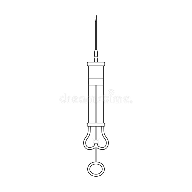 Syringe Vector Outline Icon. Vector Illustration Needle on White ...