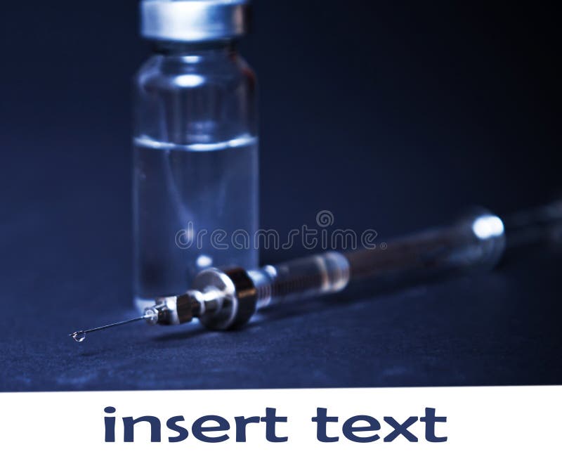 Syringe with the Vial on a Dark Background Stock Image - Image of care ...
