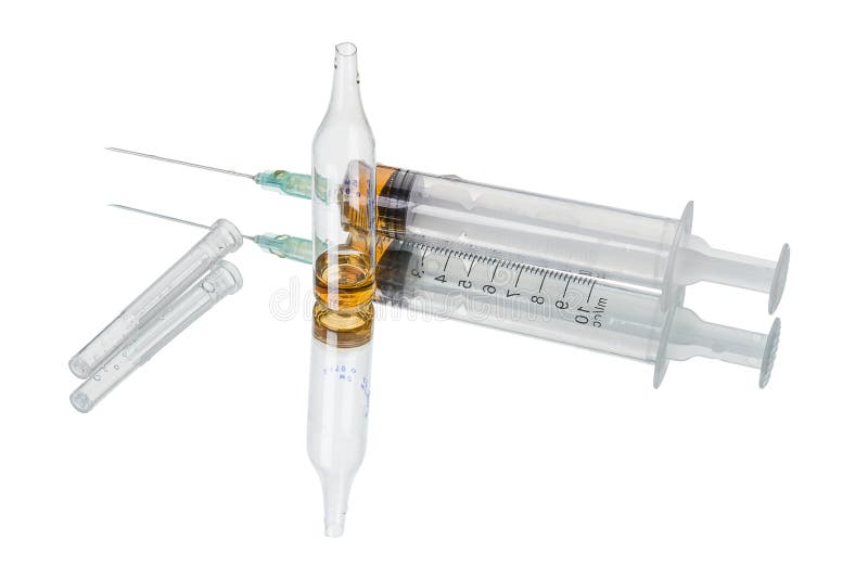 Syringe and vial on white stock image. Image of medicine - 27976901