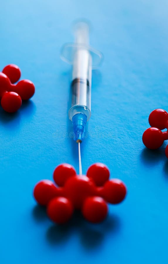 Syringe and virus stock image. Image of microbiology - 176139497