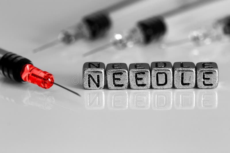 Syringes and Blood with the Word Needle on Beads Stock Photo - Image of ...
