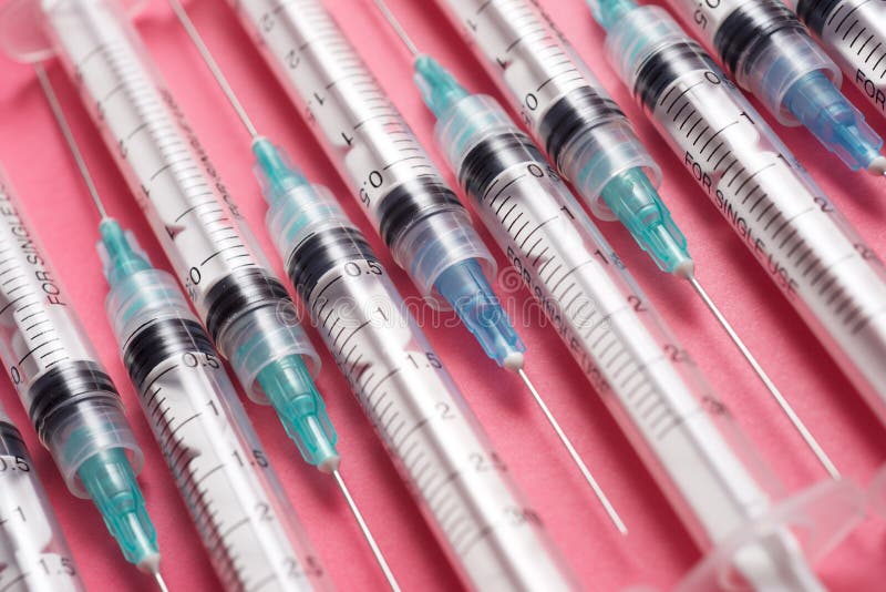 Syringes close up stock photo. Image of care, intravenously - 173868114