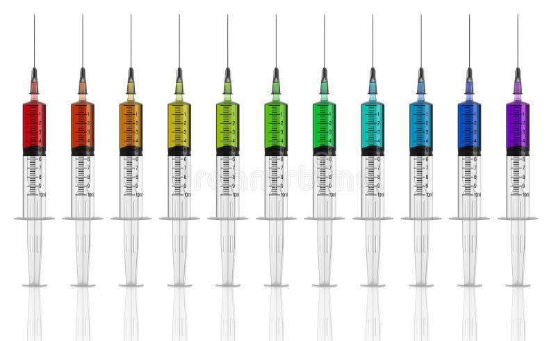 Syringes with Colored Liquid Stock Image - Image of needle, pharmacy ...
