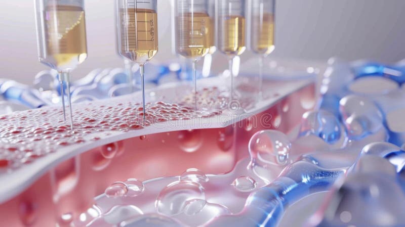 Syringes Injecting Liquid into Cell Membrane Stock Image - Image of ...