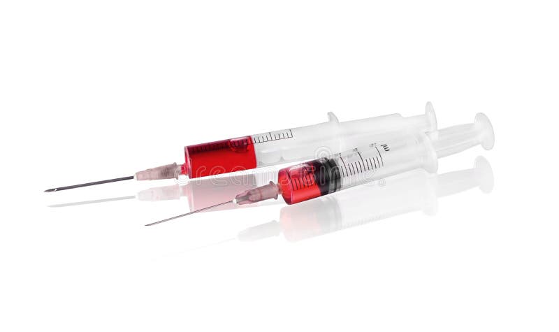 Syringes with Red Medication on White Background Stock Photo - Image of ...