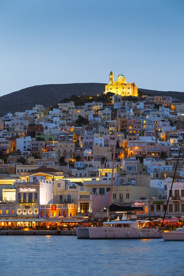 Syros. editorial image. Image of seafront, church, syros - 93999995