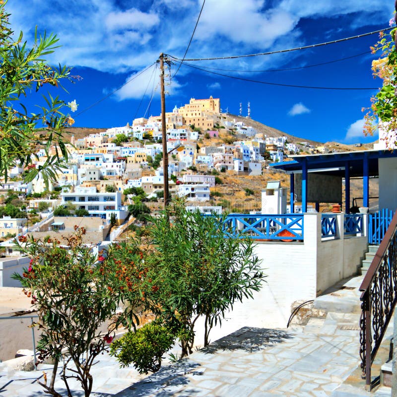Syros, Greece stock image. Image of panoramic, church - 19303123
