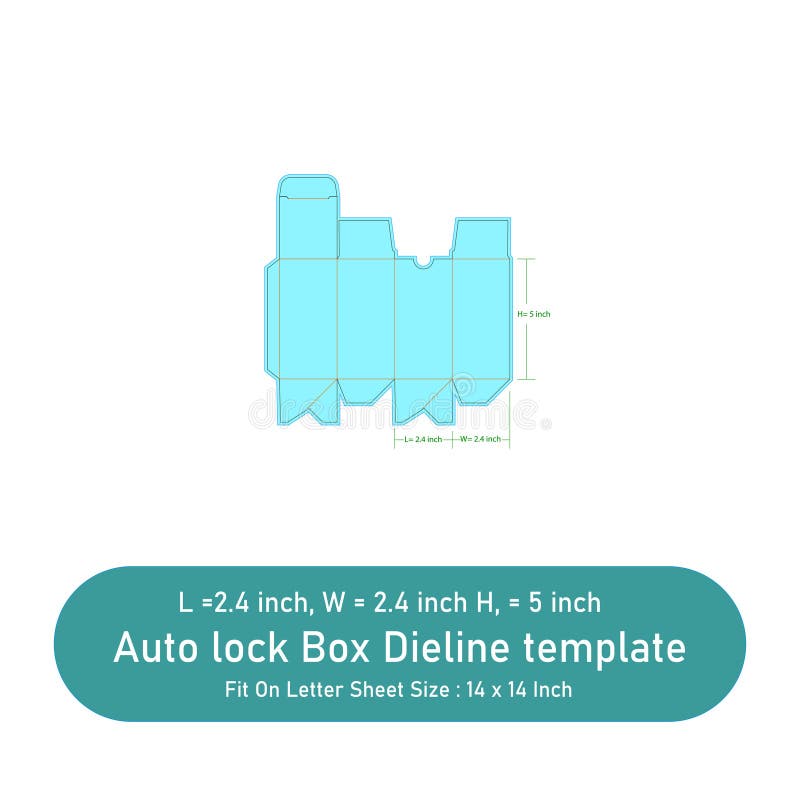 Syrup Autolock Box Dieline Template, Vector File Stock Vector ...