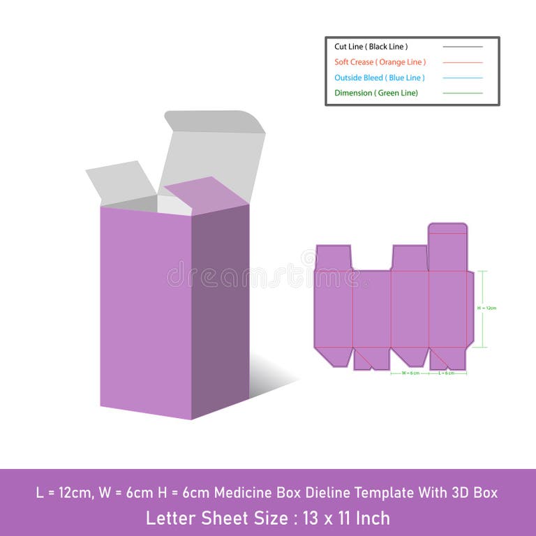 Syrup Box Size 12x6x6 Cm Die Line Template, Vector Design Stock Vector ...