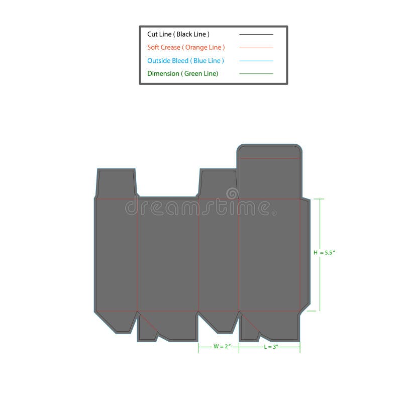 Syrup Box Size 3x2x5.5"die Line Template, Vector Design Stock Vector ...