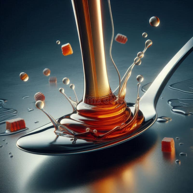 Syrup Dripping from a Spoon, with Thick Liquid Flowing Smoothly Stock ...