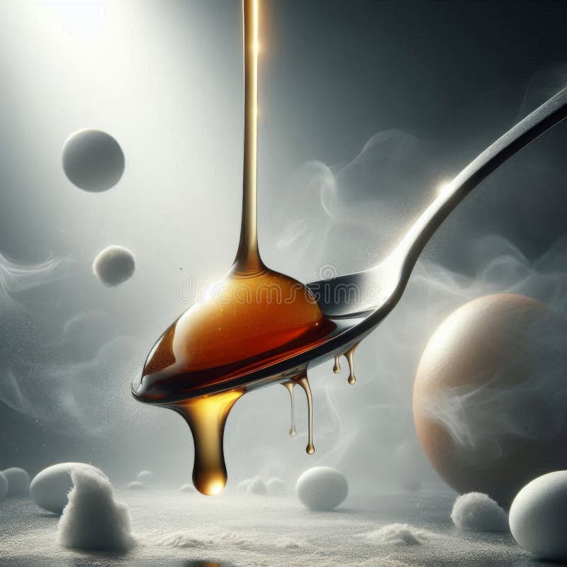 Syrup Dripping from a Spoon, with Thick Liquid Flowing Smoothly Stock ...