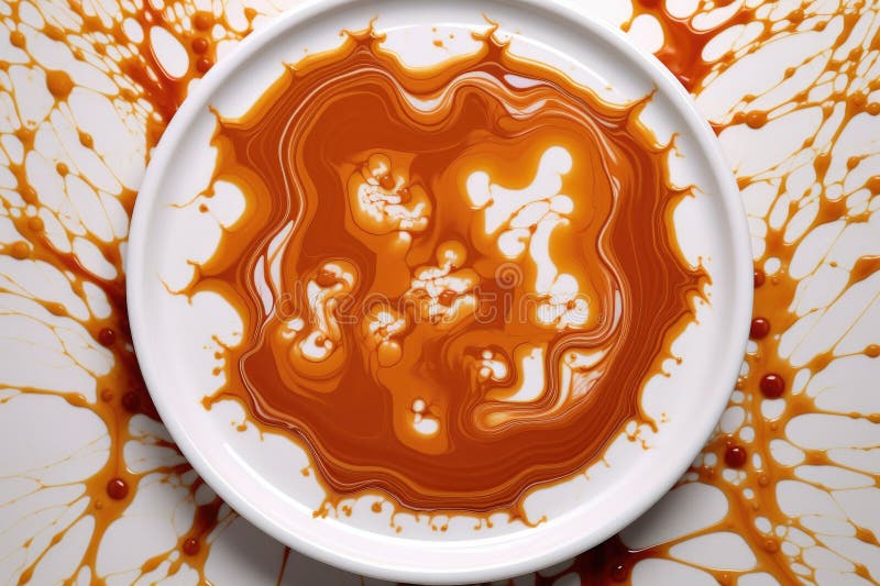 Syrup Forming Patterns on a White Plate Stock Illustration ...