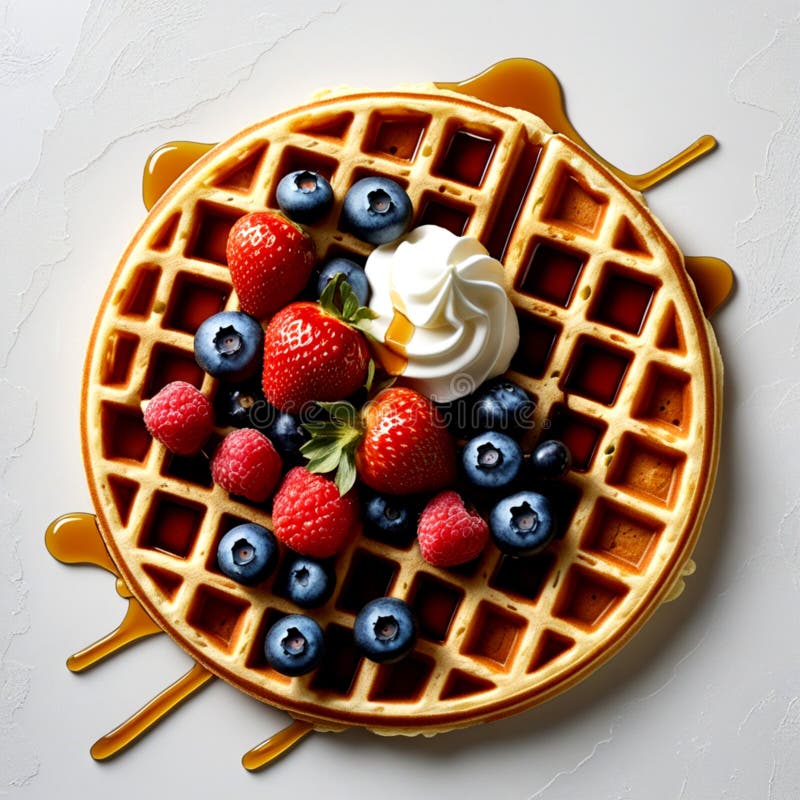 Traditional Belgian Waffles with Toppings Stock Image - Image of fruits ...