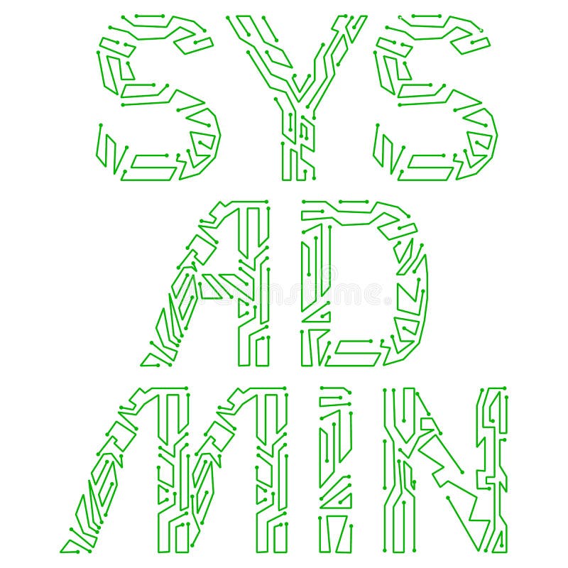 Sysadmin. System Administrator. Letters of Chips. Stock Vector ...