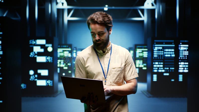 System Admin Walking in Data Center Stock Photo - Image of optimal ...