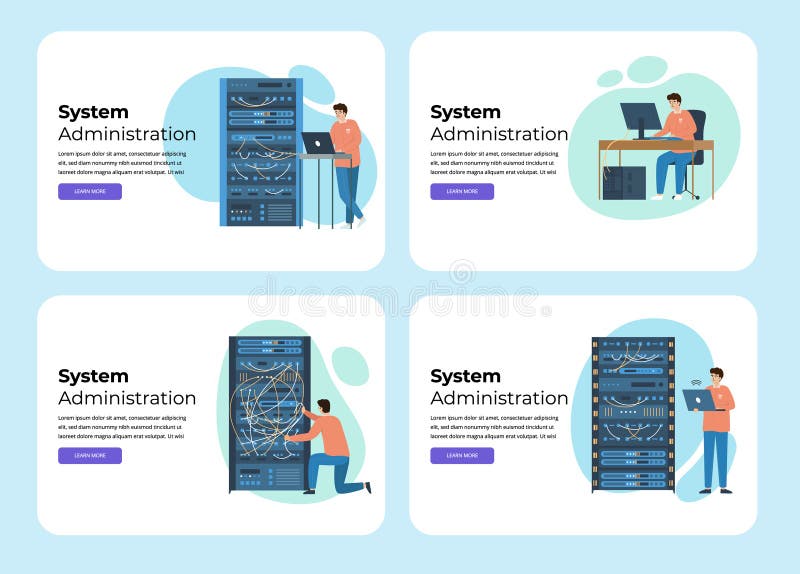 System Administration Website Cards Stock Vector - Illustration of menu ...