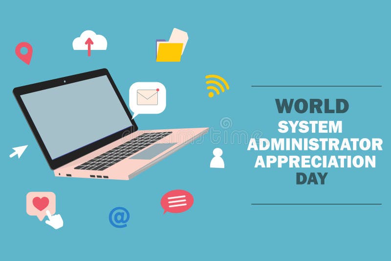 System Administrator Appreciation Day. Computer with Contact ...