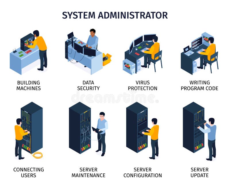 System Administrator Banner Illustration Stock Vector - Illustration of ...