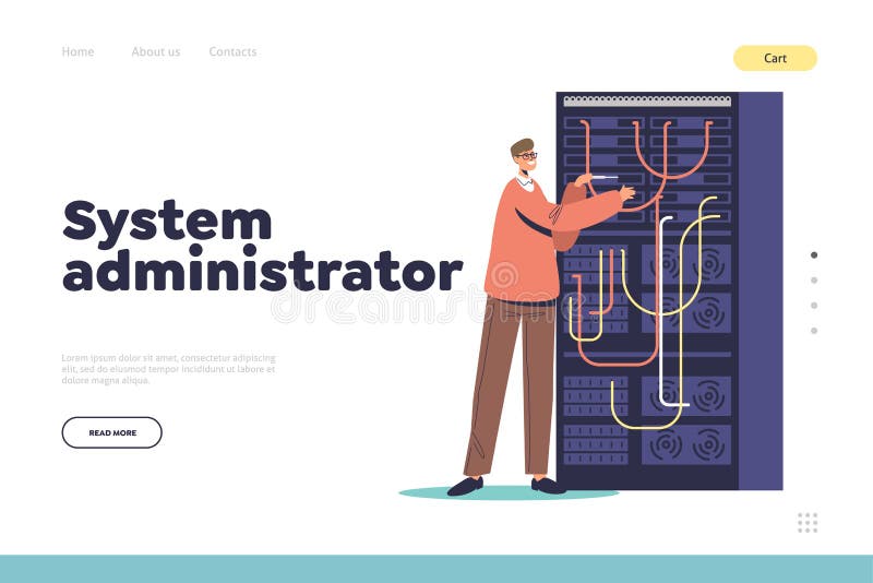 System Administrator Concept of Landing Page with Sysadmin Working in ...