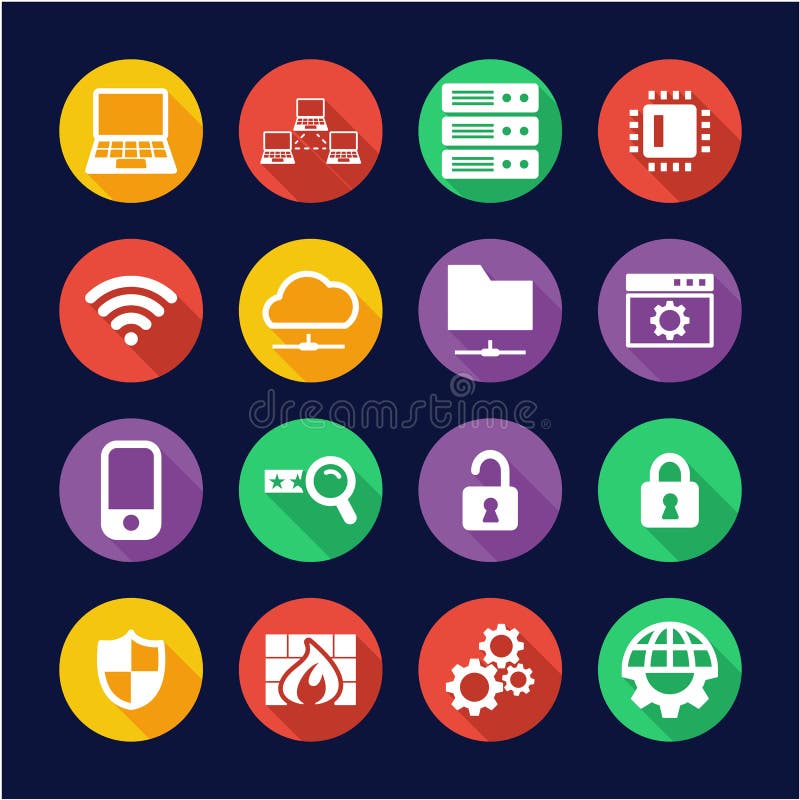 System Administrator Icons White on Black Stock Vector - Illustration ...