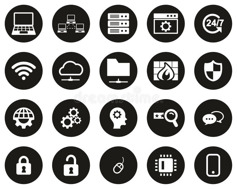 System Administrator Icons White on Black Flat Design Circle Set Big ... System Administrator Icons White on Black Flat Design Circle Set Big ...