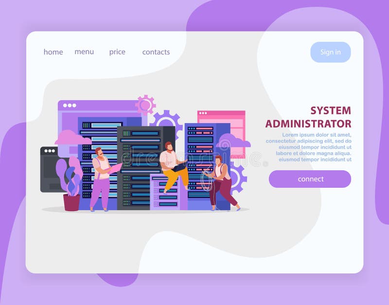 System Administrator Landing Page Stock Vector - Illustration of ...