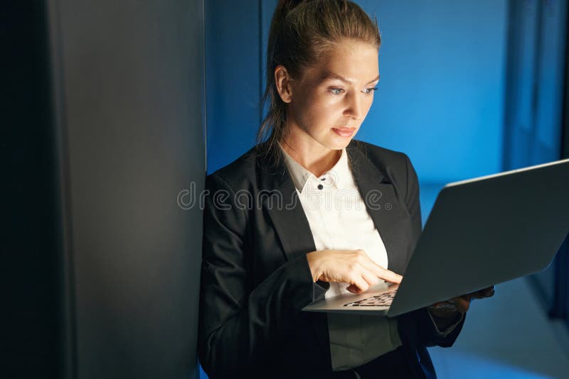 System Administrator Serious Working in Data Center Stock Image - Image ...