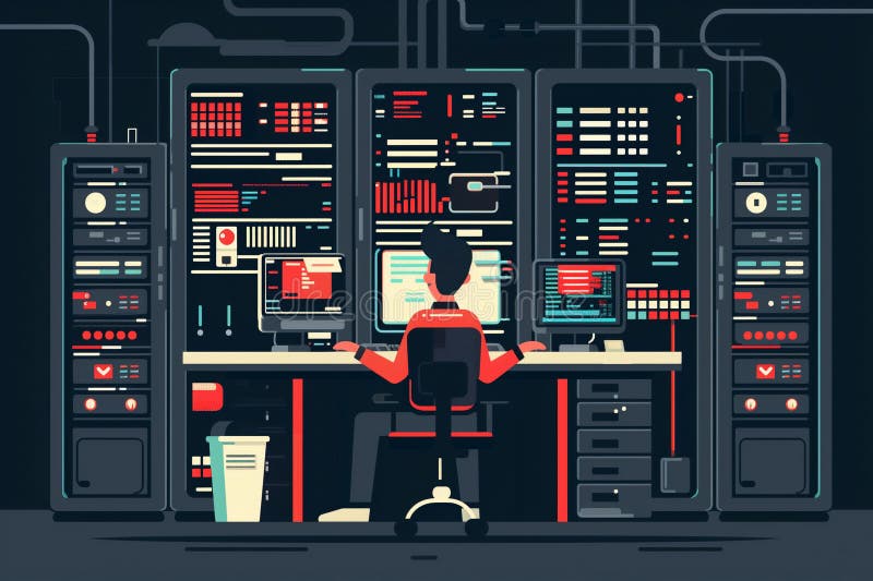 System Administrator Working in Server Room on July 28 Stock Image ...