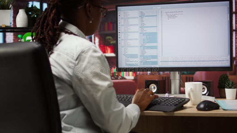 System Administrator Types Code into PC, Developing Software Stock Video - Video of code ...