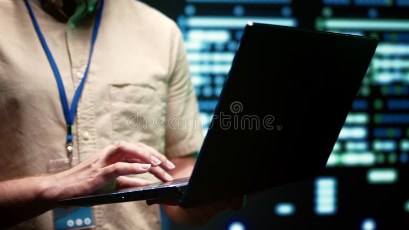 System Administrator Using Laptop Stock Video - Video of digital ...