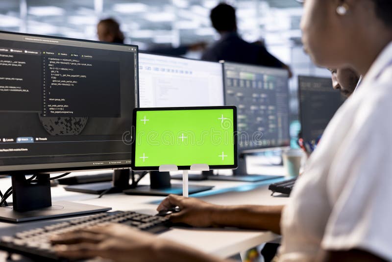System Administrator Using Mockup Device To Look for Errors Stock Image ... System Administrator Using Mockup Device To Look for Errors Stock Image ...