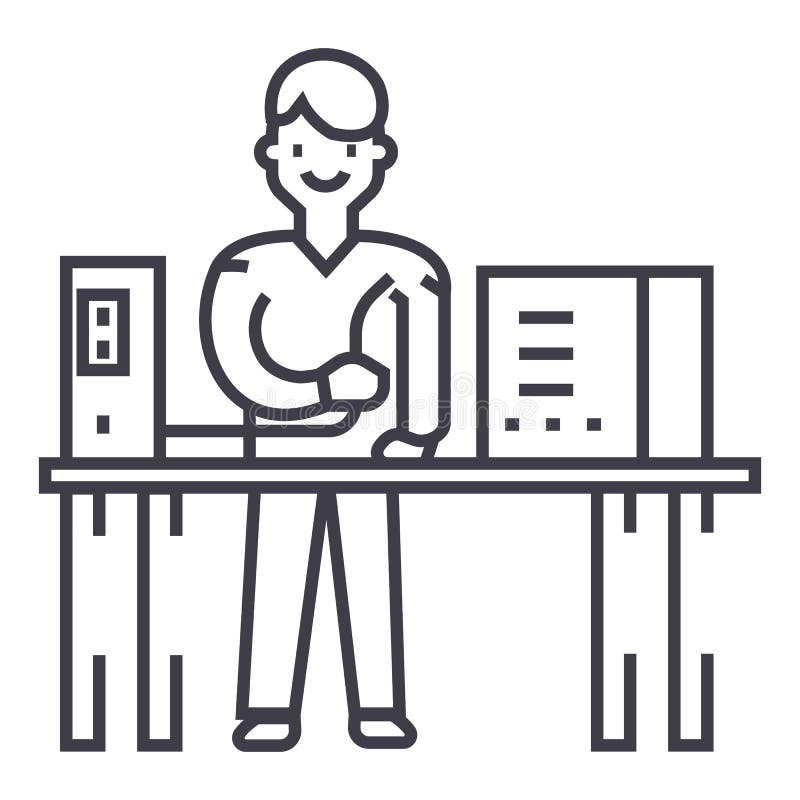 System Administrator Vector Line Icon, Sign, Illustration on Background ... System Administrator Vector Line Icon, Sign, Illustration on Background ...