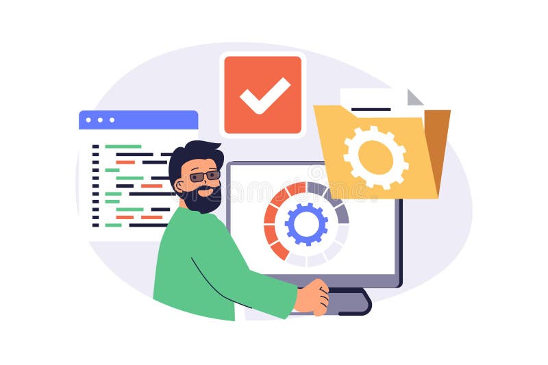 System Administrator Web Concept with Flat Cartoon People for Website ...