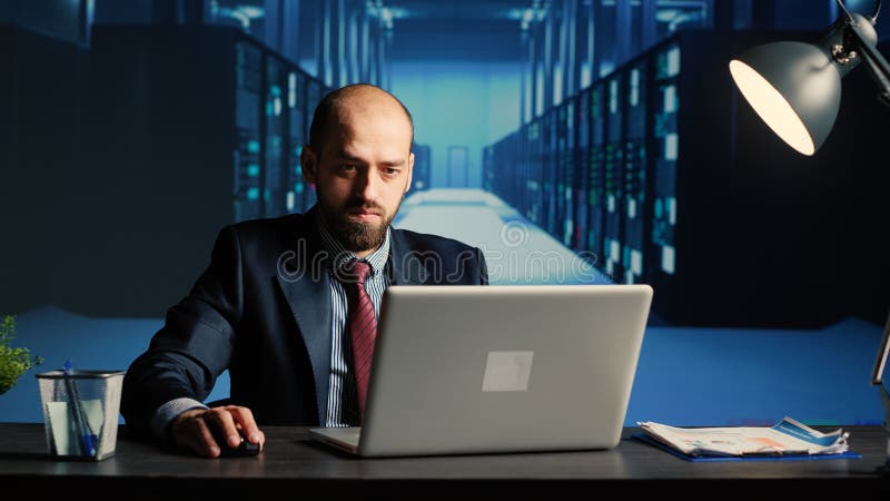 System Administrator Working in Data Center Render Farm Stock Photo - Image of futuristic ...