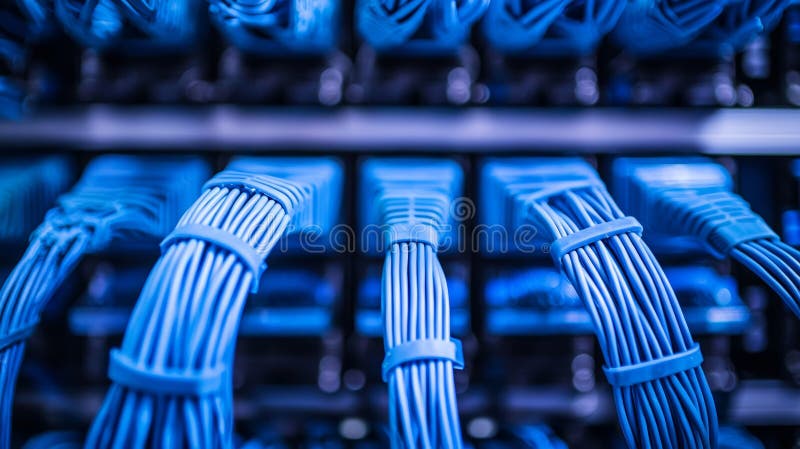 System Administrators View of Network Hardware with Wires Connected ...