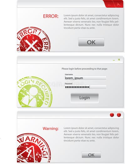 System Alert Window Designs Stock Vector - Illustration of minimize ...