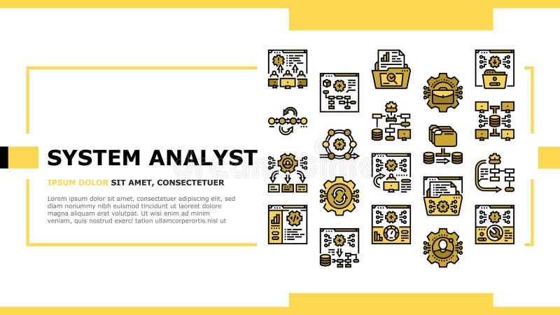 System Analyst Data Icons Set Vector Stock Illustration - Illustration ...