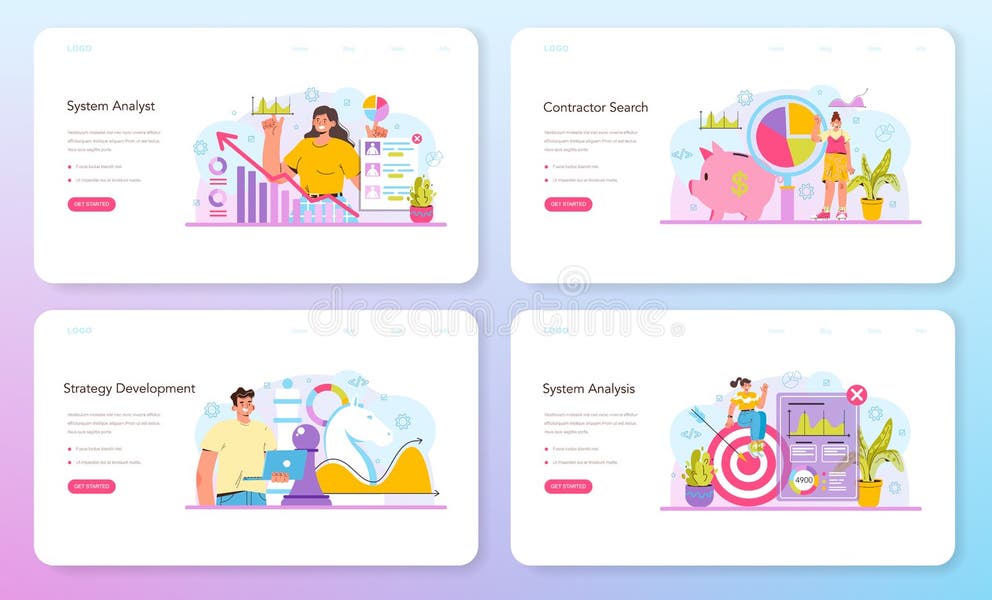 System Analyst Web Banner or Landing Page Set. it Technologies Stock ...