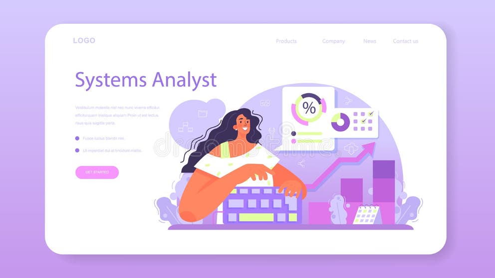 System Analyst Web Banner or Landing Page. it Technologies Stock Vector ...