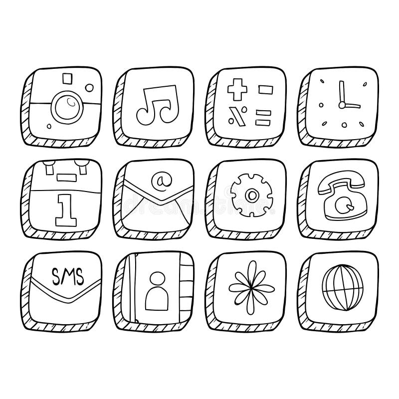 System apps icon set stock vector. Illustration of music - 256873328