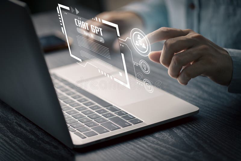 System Artificial Intelligence Chatbot , Businessman Using Laptop or ... System Artificial Intelligence Chatbot , Businessman Using Laptop or ...