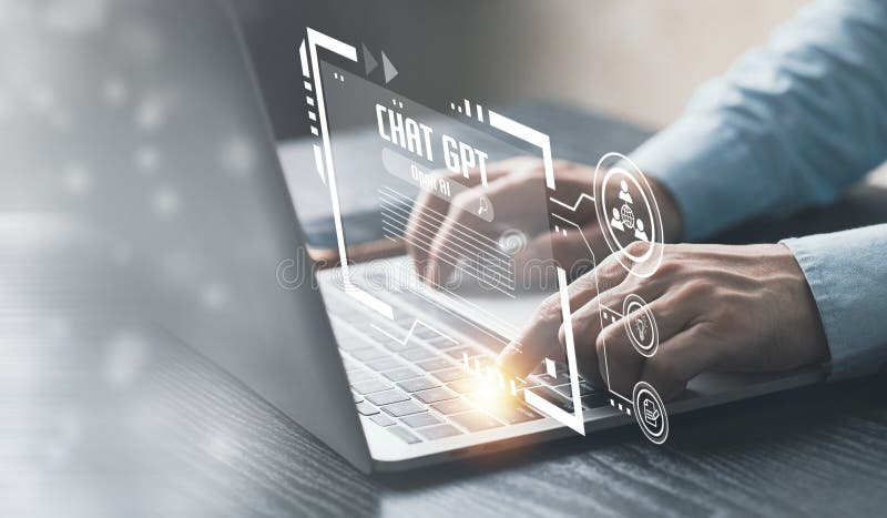 System Artificial Intelligence Chatbot , Businessman Using Laptop or ...