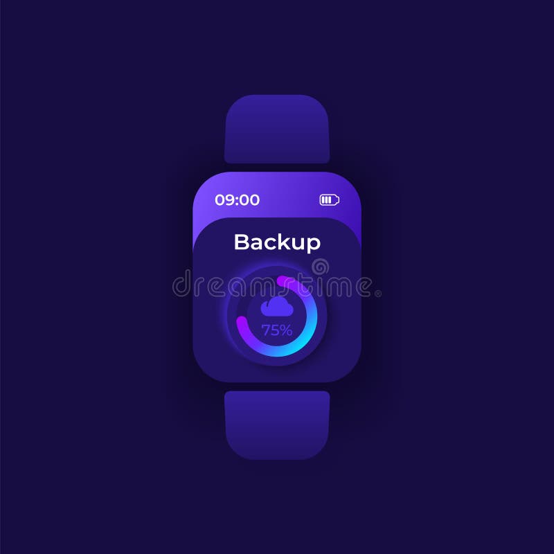 System Backup Smartwatch Interface Vector Template. Mobile App ...