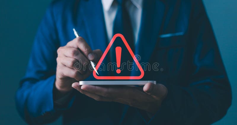 System Caution Warning Concept, Information Data Leak Warn Spam Attack ...