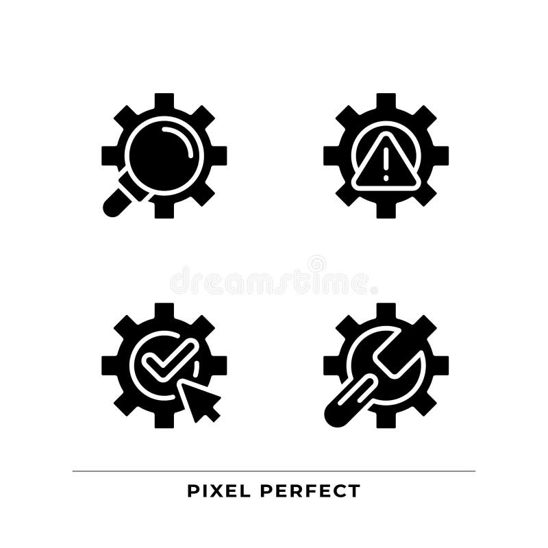 System Changes Black Glyph Icons Set on White Space Stock Vector ...