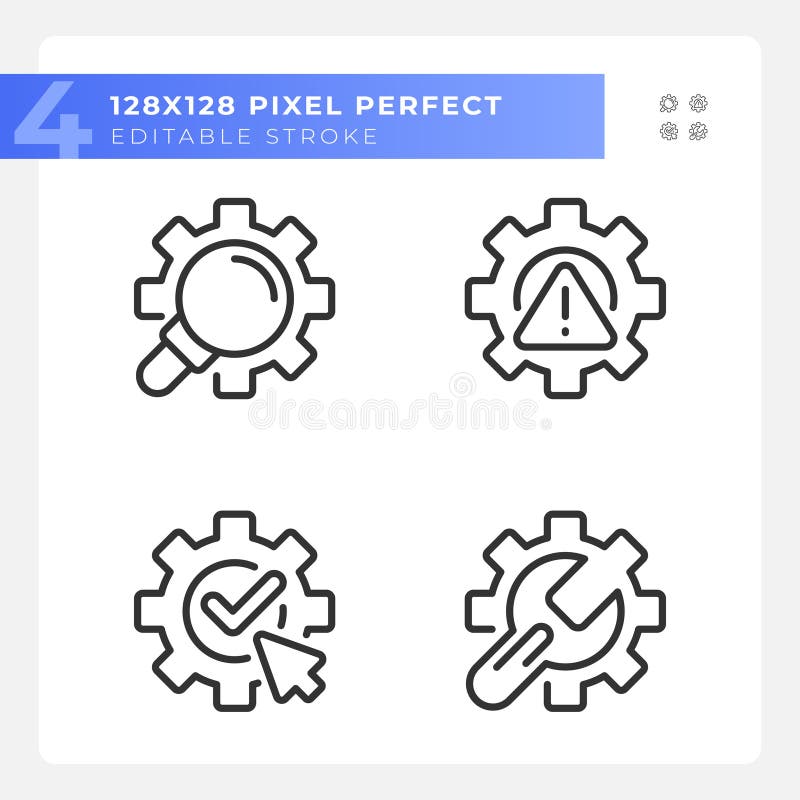 System Changes Pixel Perfect Gradient Linear Vector Icons Set Stock ...